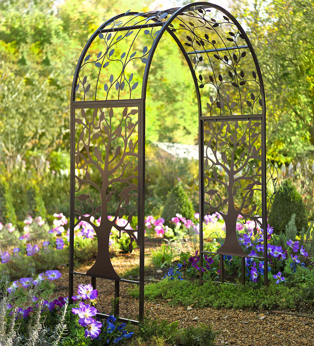Wildon Home® Melina Metal Arched Garden Arbor with Tree of Life Design ...