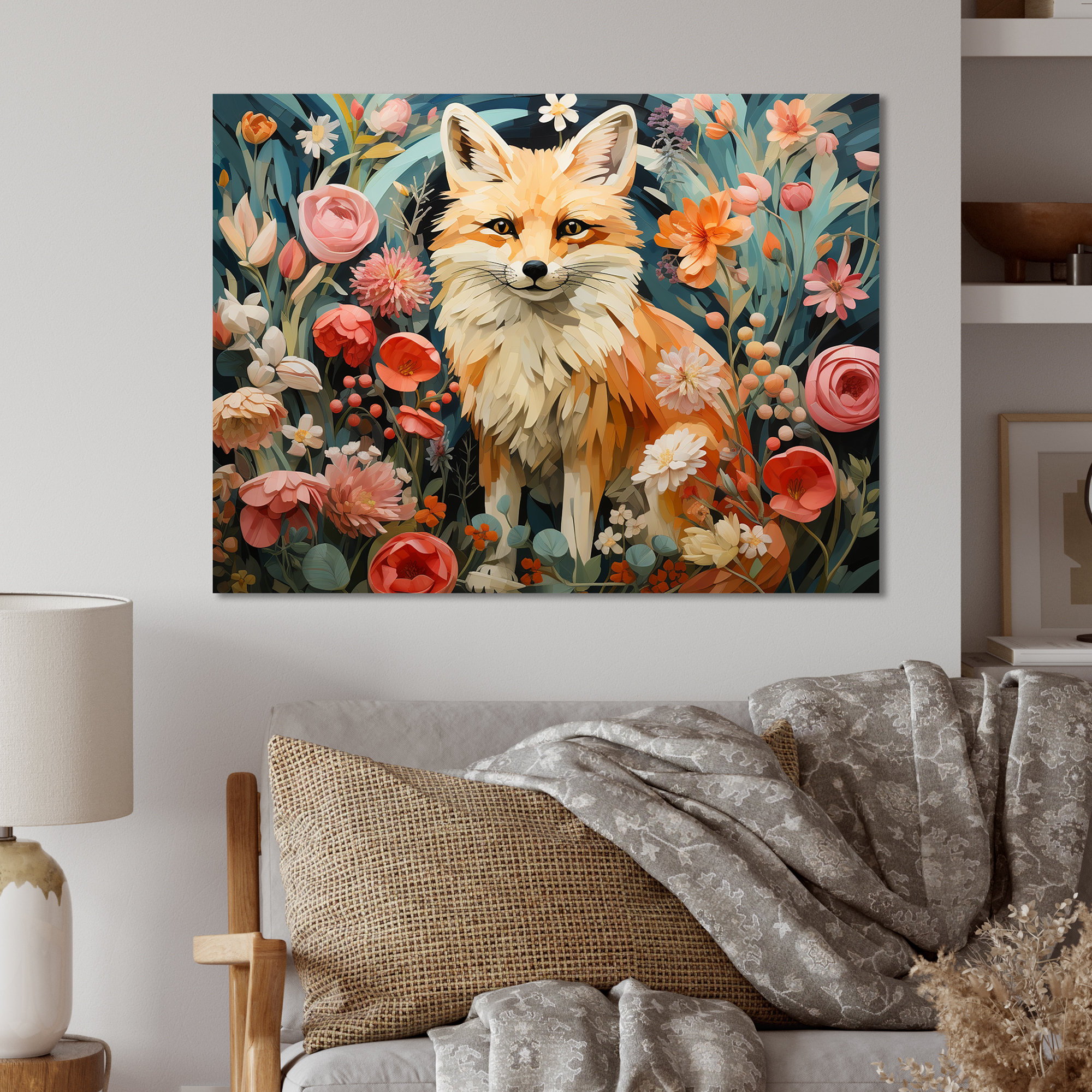 Lark Manor™ Orange And Pink Fox In Mattise Style III - Fox Animal Metal ...