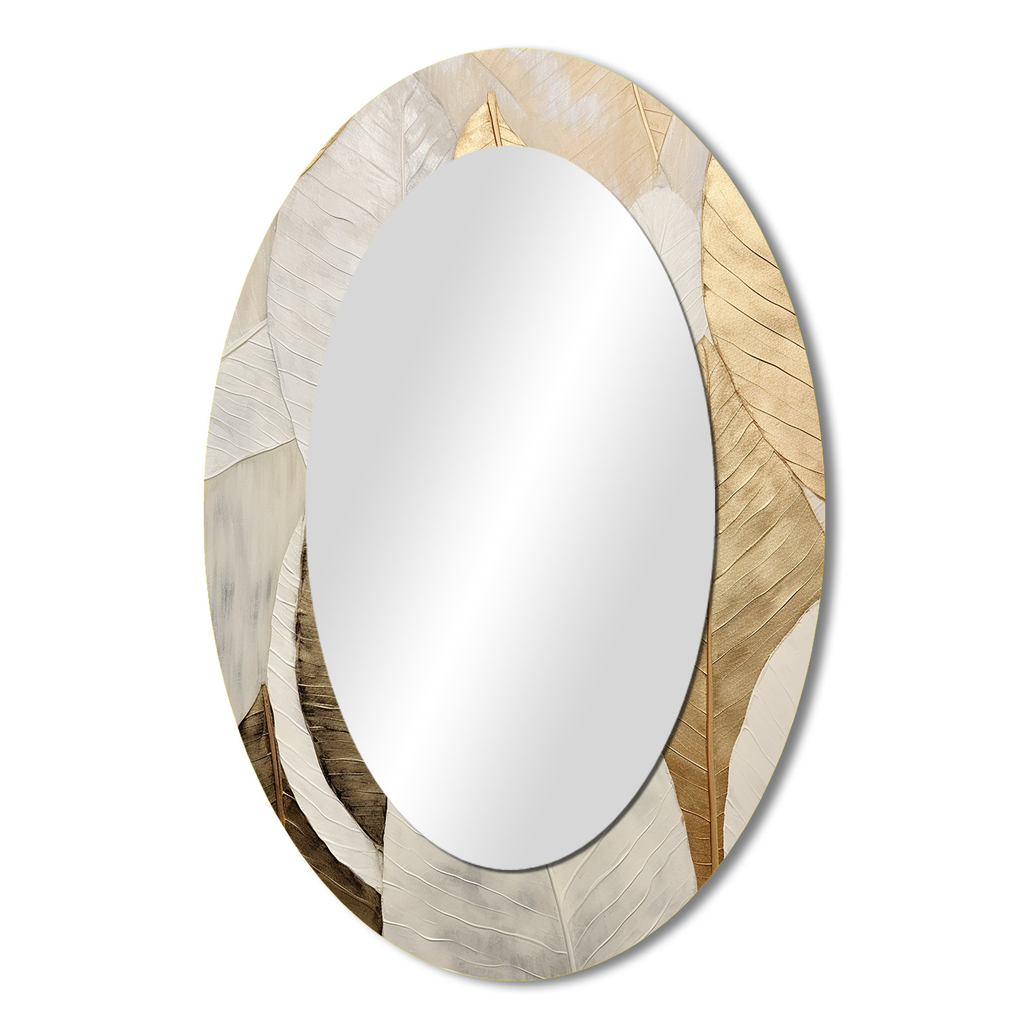 Mercer41 Gold Minimalism Leaves Collage III - Floral Oval Decorative ...