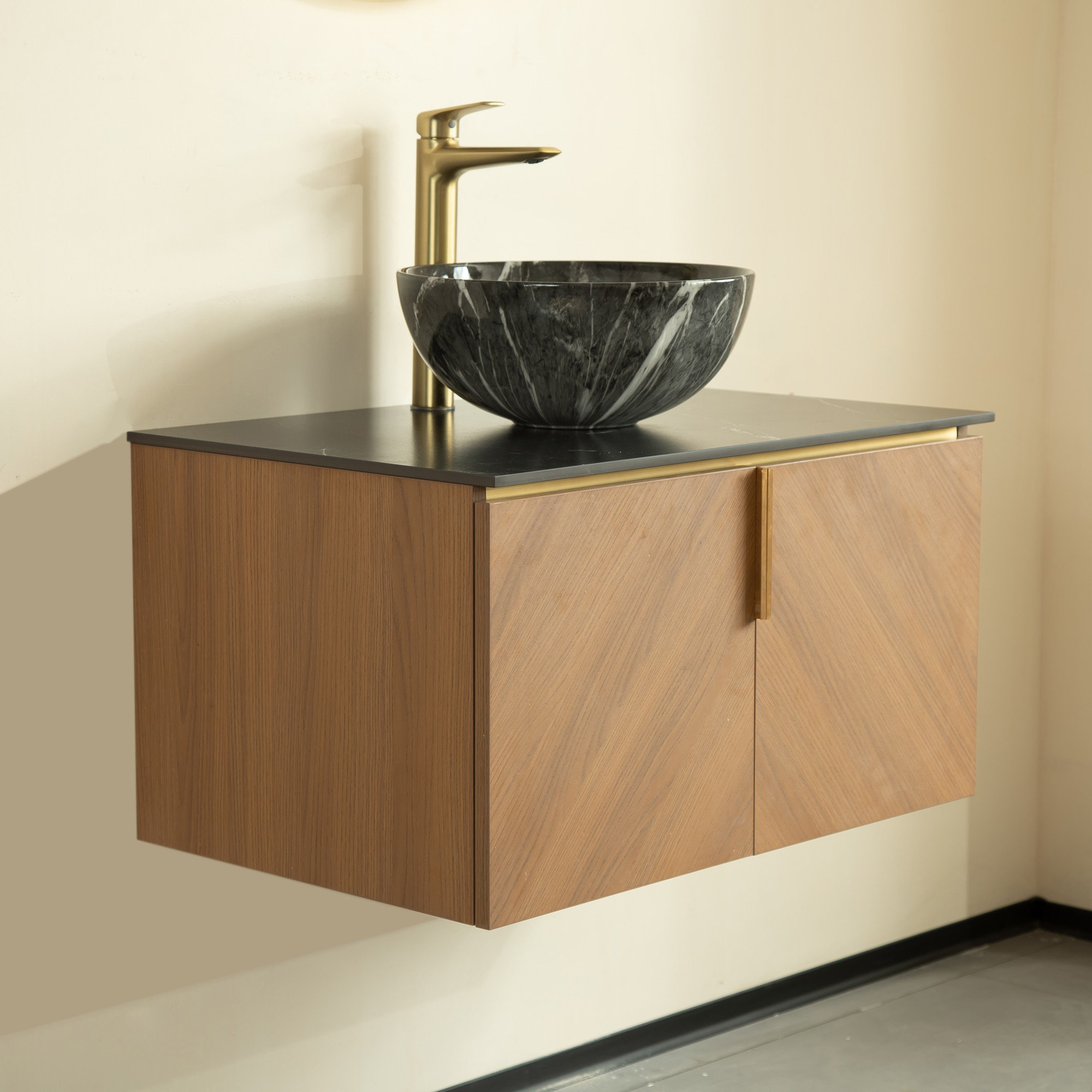 Ebern Designs 30" Wall Mounted Bathroom Vanity with Sintered Stone ...