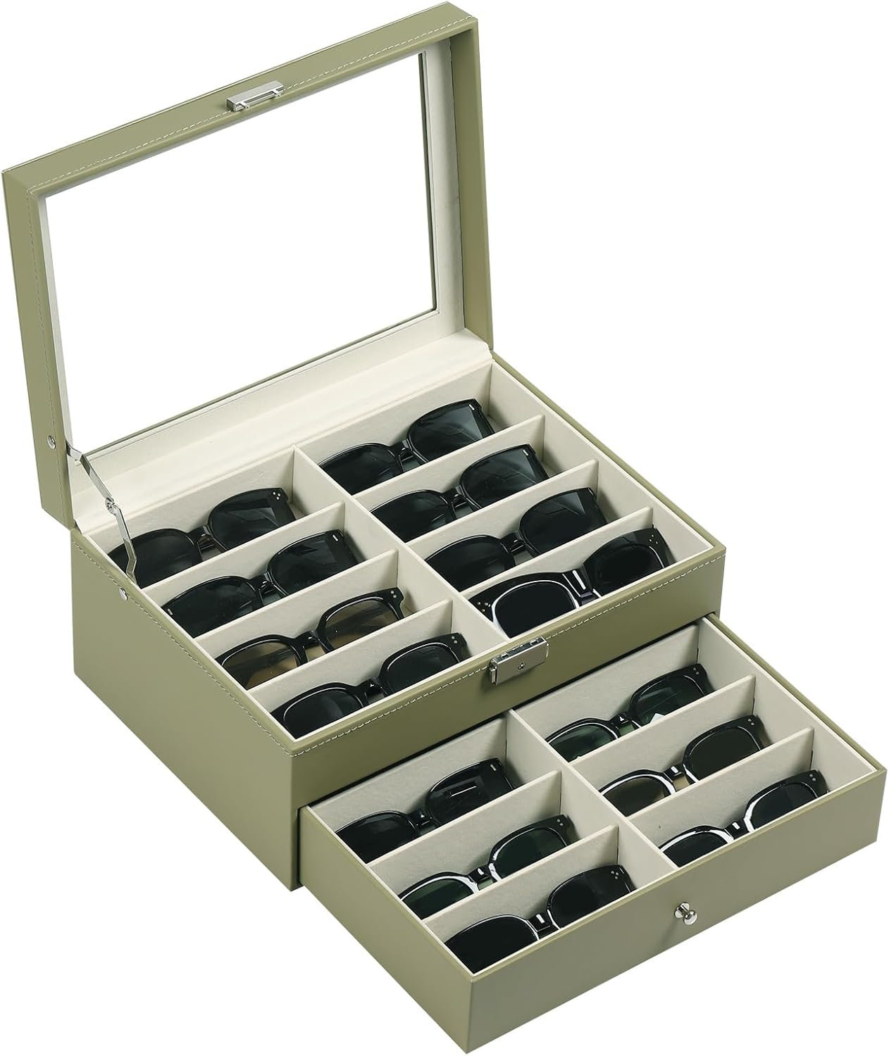 Hokku Designs Leather 16 Piece Eyeglasses Storage And Sunglass Glasses ...