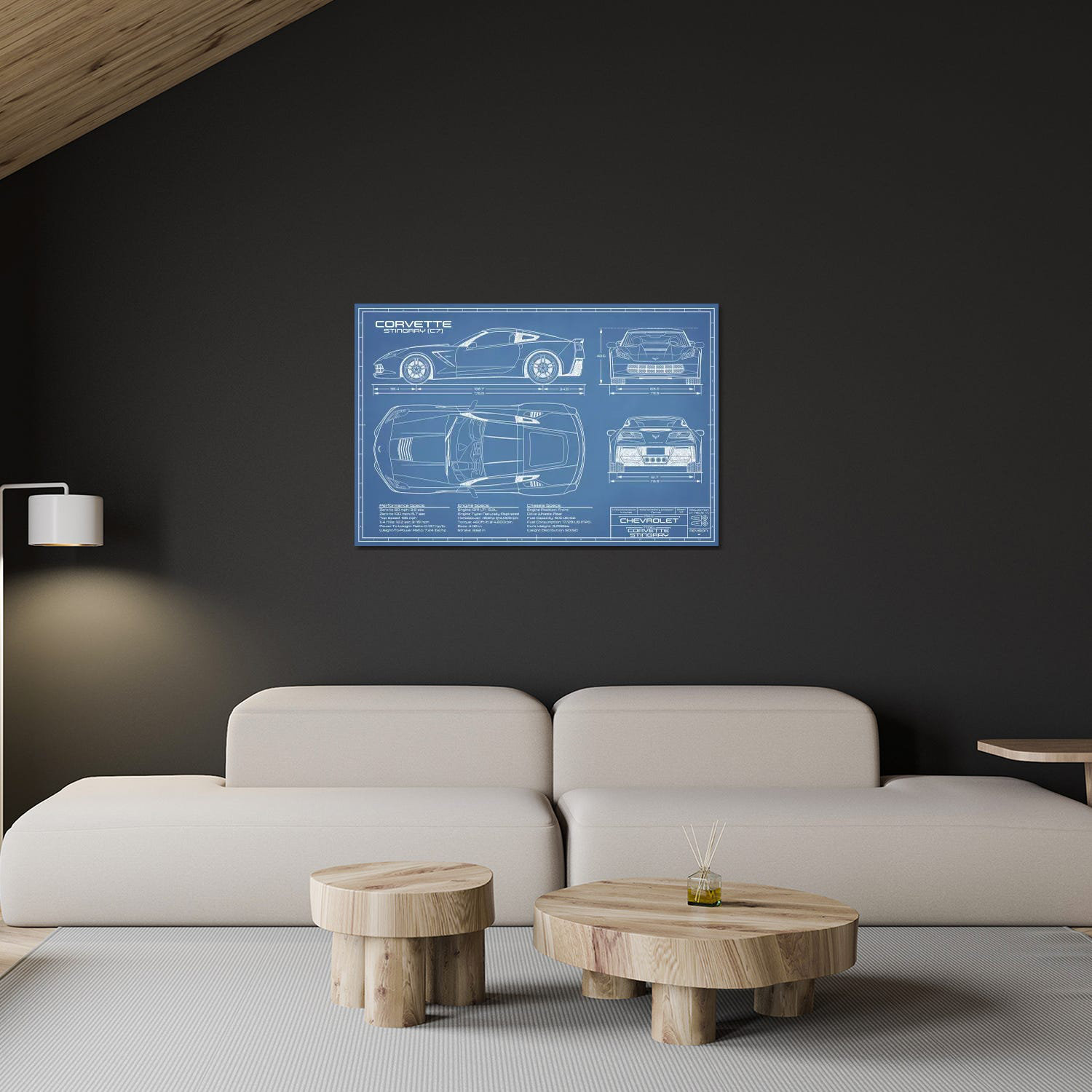 Williston Forge Corvette (C7) Stingray Blueprint On Plastic / Acrylic ...