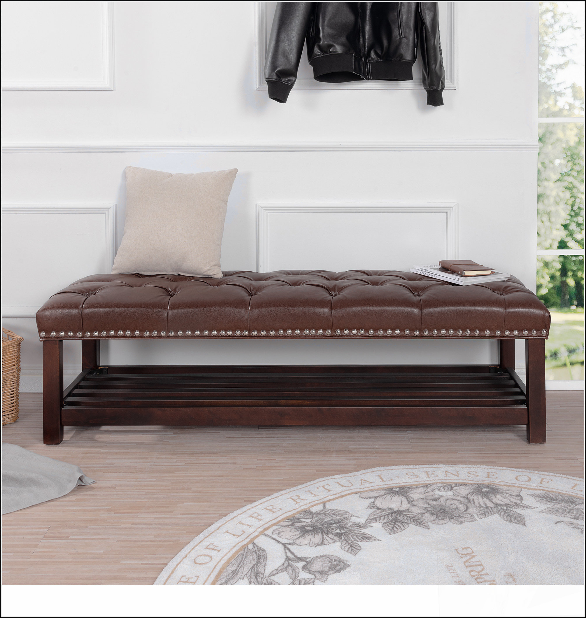 Everly Quinn Bedroom End of Bed Bench Tufted Upholstered End of Bed ...