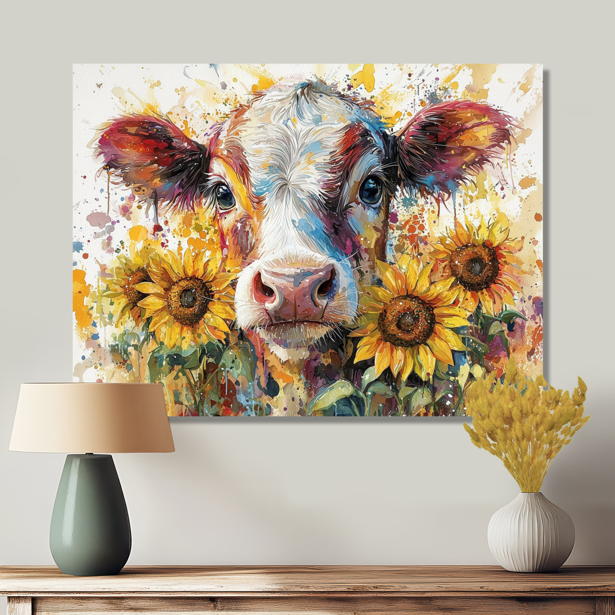 August Grove Cow Painting With Sunflowers I - Cow Metal Print - Wayfair ...