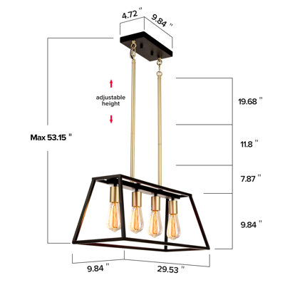 Gracie Oaks Elutheria 4 - Light Kitchen Island Pendant & Reviews | Wayfair