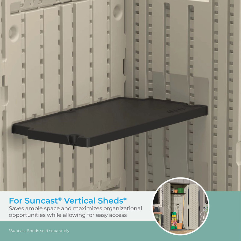 Suncast Vertical Shed 27.75 in. W x 14.5 in. D Shelf Kit in Black ...