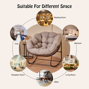 Corrigan Studio® Outdoor Ladena Rocking Rattan Chair with Cushions ...