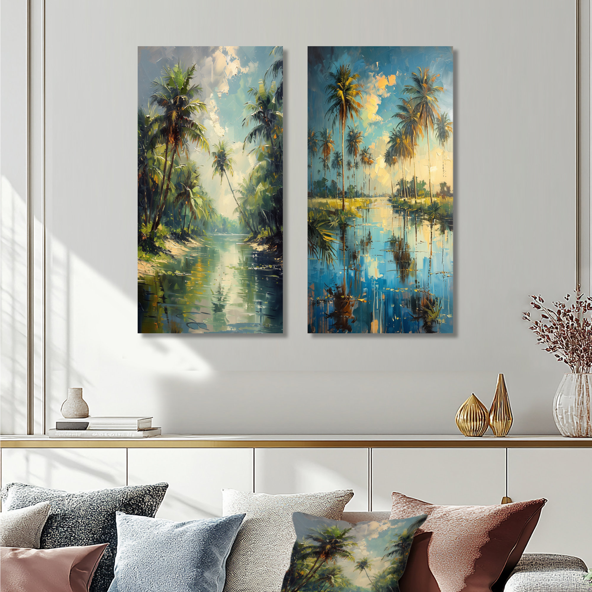 Bay Isle Home™ Green Palm Trees Serenity I - Palms & Palm Trees Wall ...