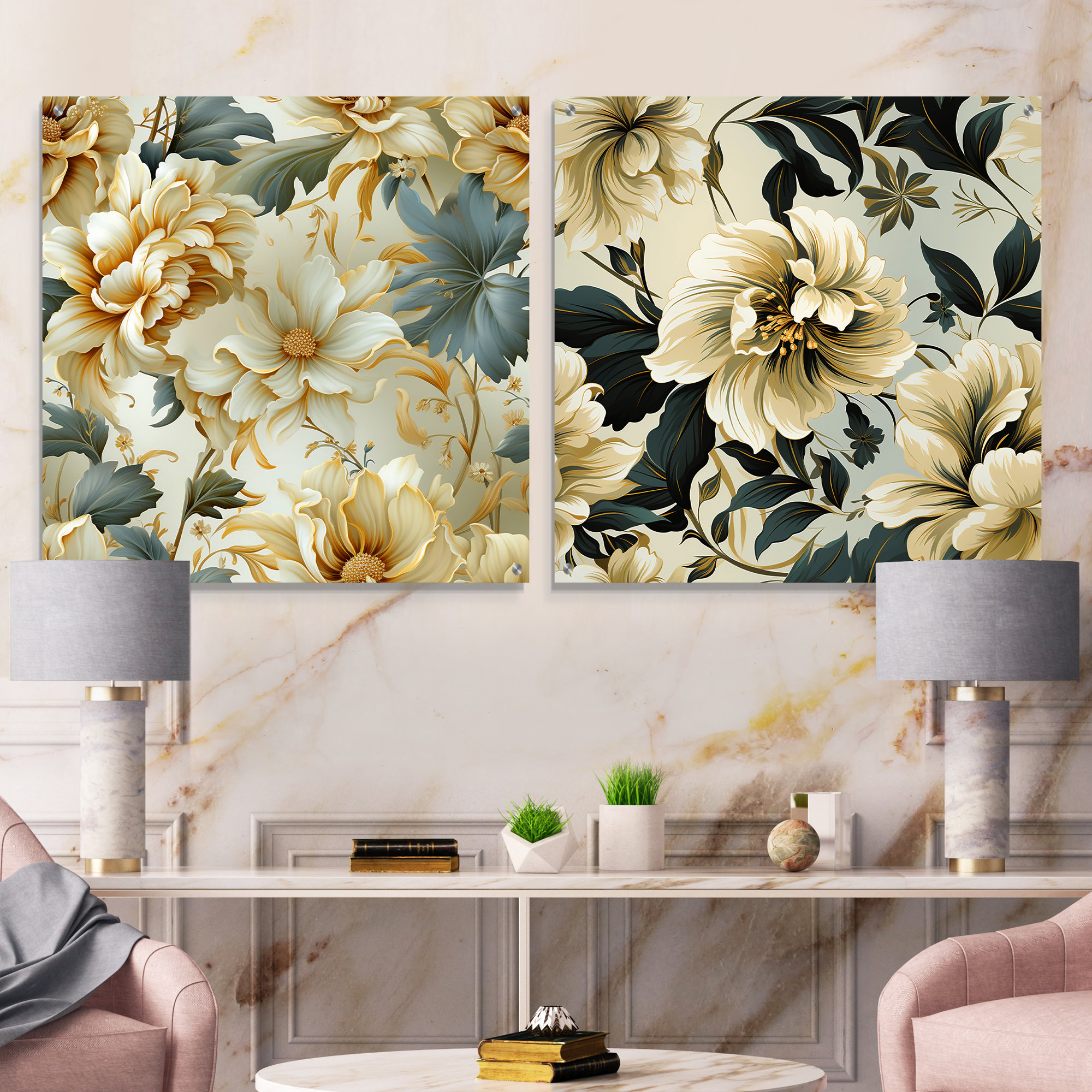Design Art Neo Victorian Fusion Victorian Pattern - Floral Acrylic Wall ...