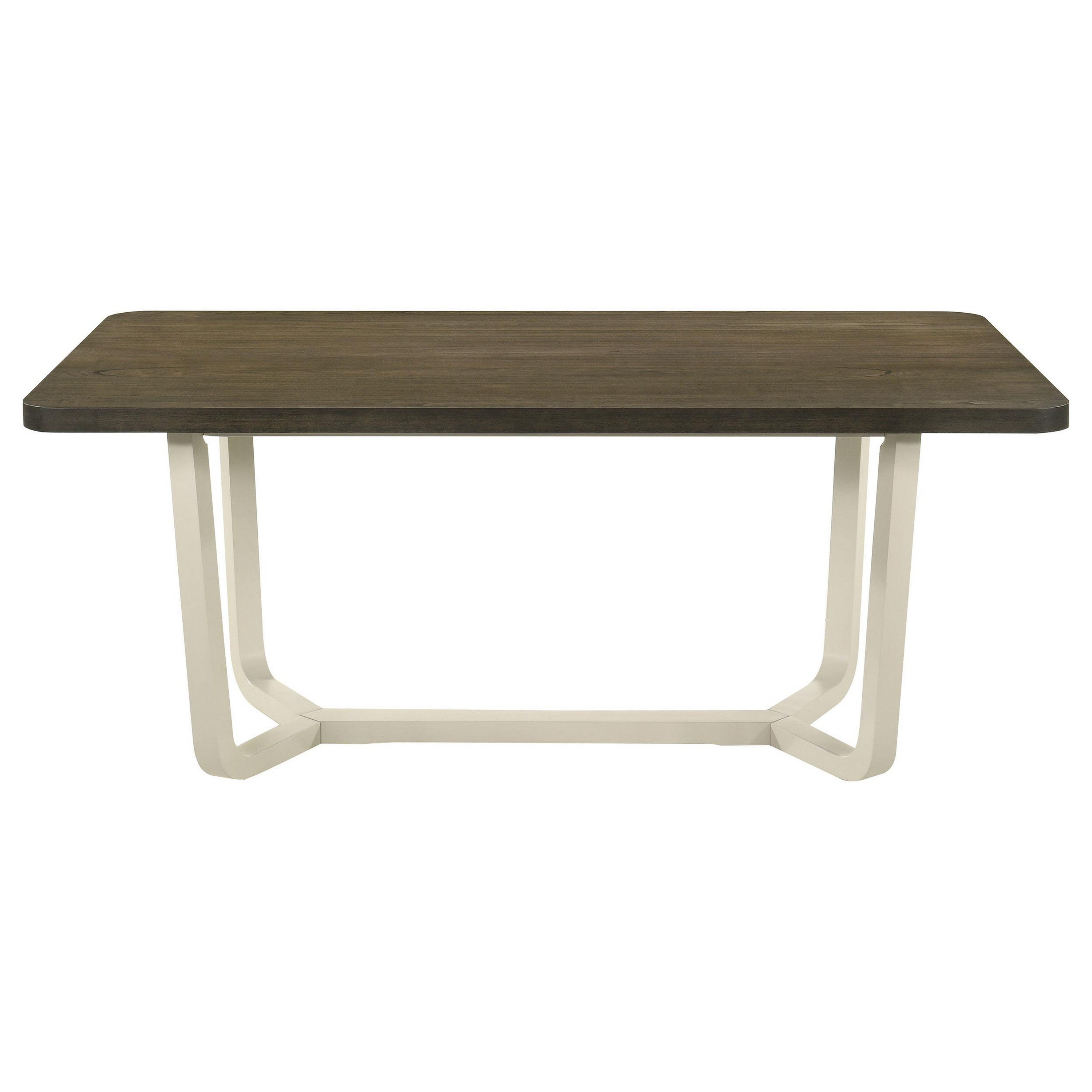 Benjara Loxy Dining Table, Curved Base, Rectangular Gray Brown Wood 71 ...