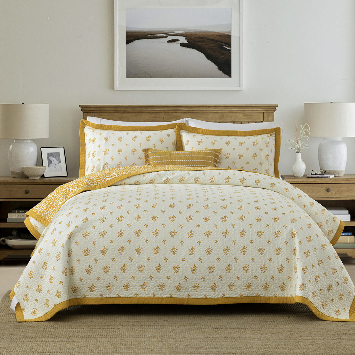 Finlonte 100% Cotton Quilt Bedding Set Botanical Pattern & Reviews ...