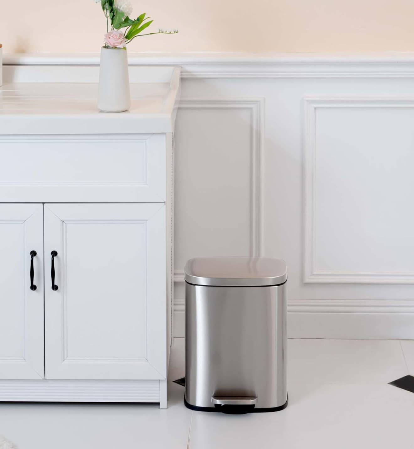 BUMEET Smudge-Resistant 12L Rectangular Trash Can - Soft-Close ...