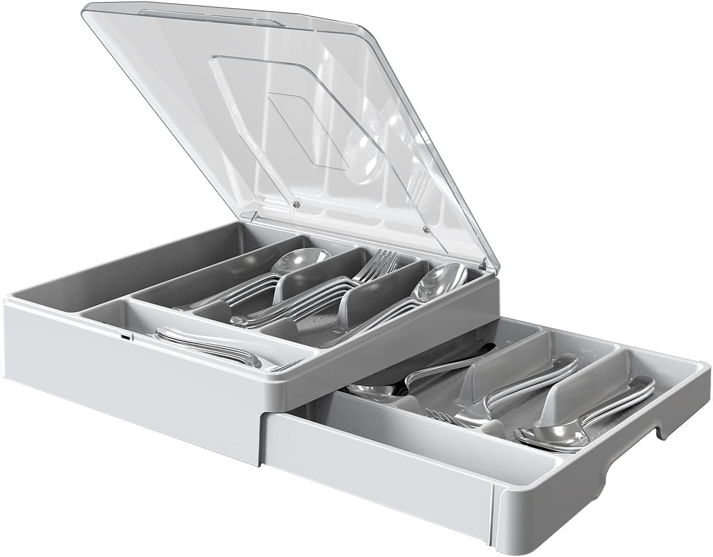 Prep & Savour Double Layer Silverware Tray with Lid | Wayfair