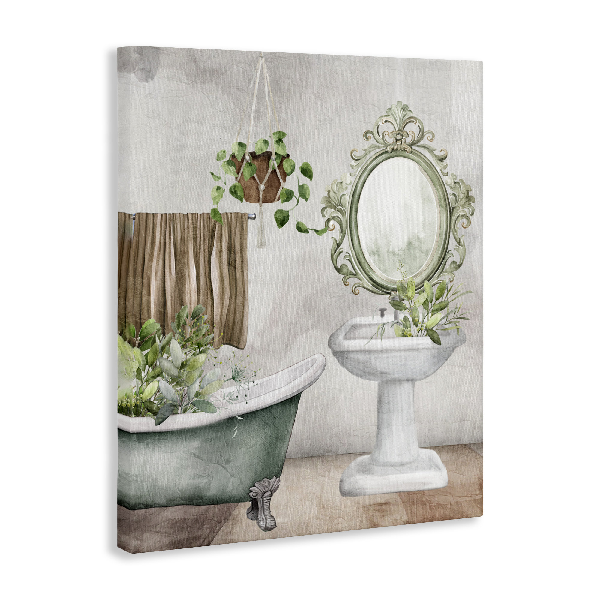Red Barrel Studio® Bath Greens Botanical Tub Canvas, design by Kim ...