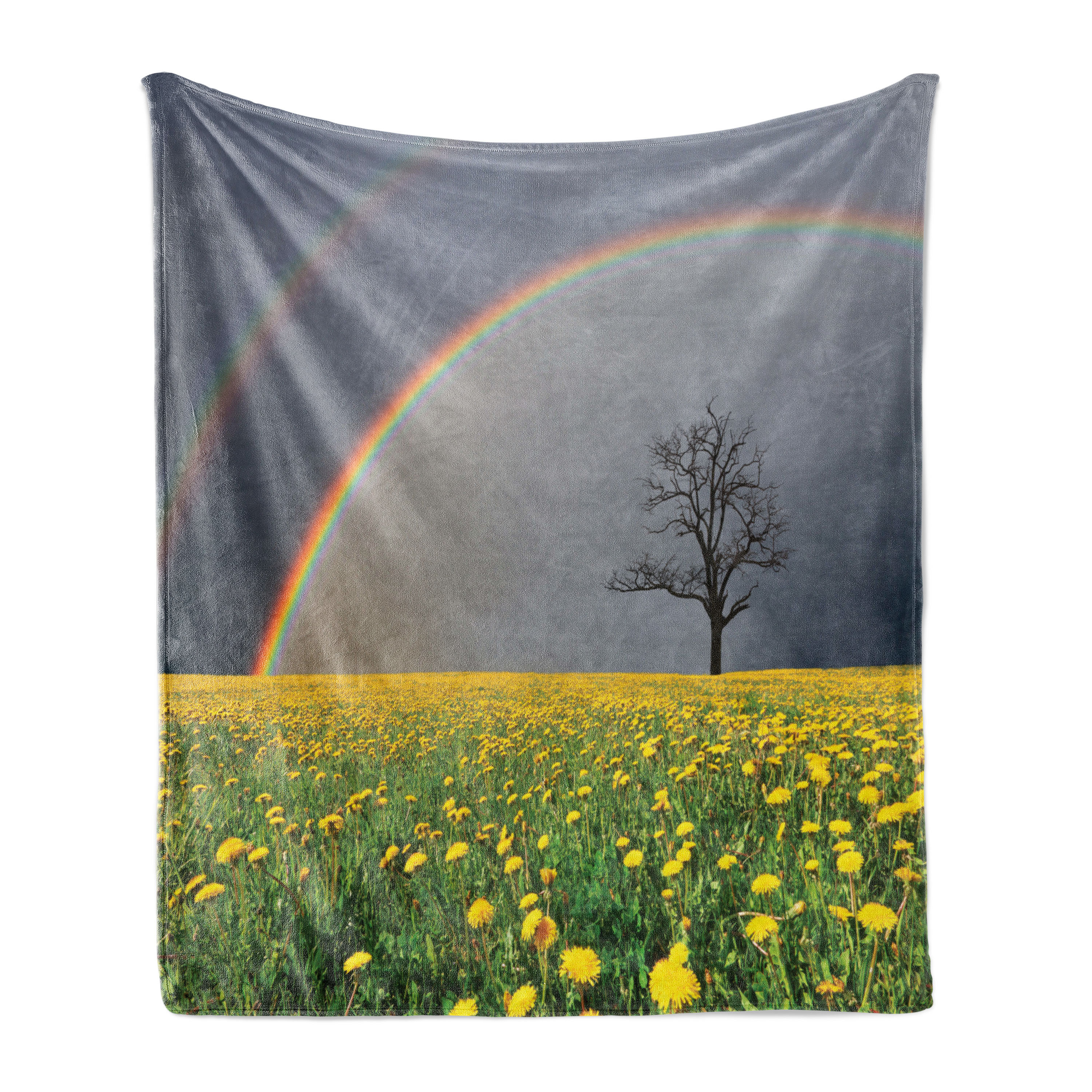 Ambesonne Rainbow Fleece Throw Blanket Dandelion Field and Tree ...