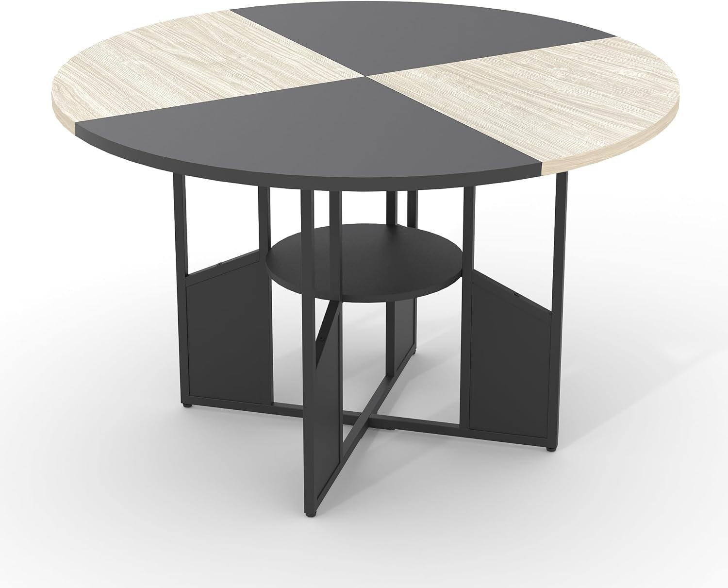 Winston Porter Round Dining Table For 4-6 People, 59 Inch Wood Kitchen & Dining Room Table With ...