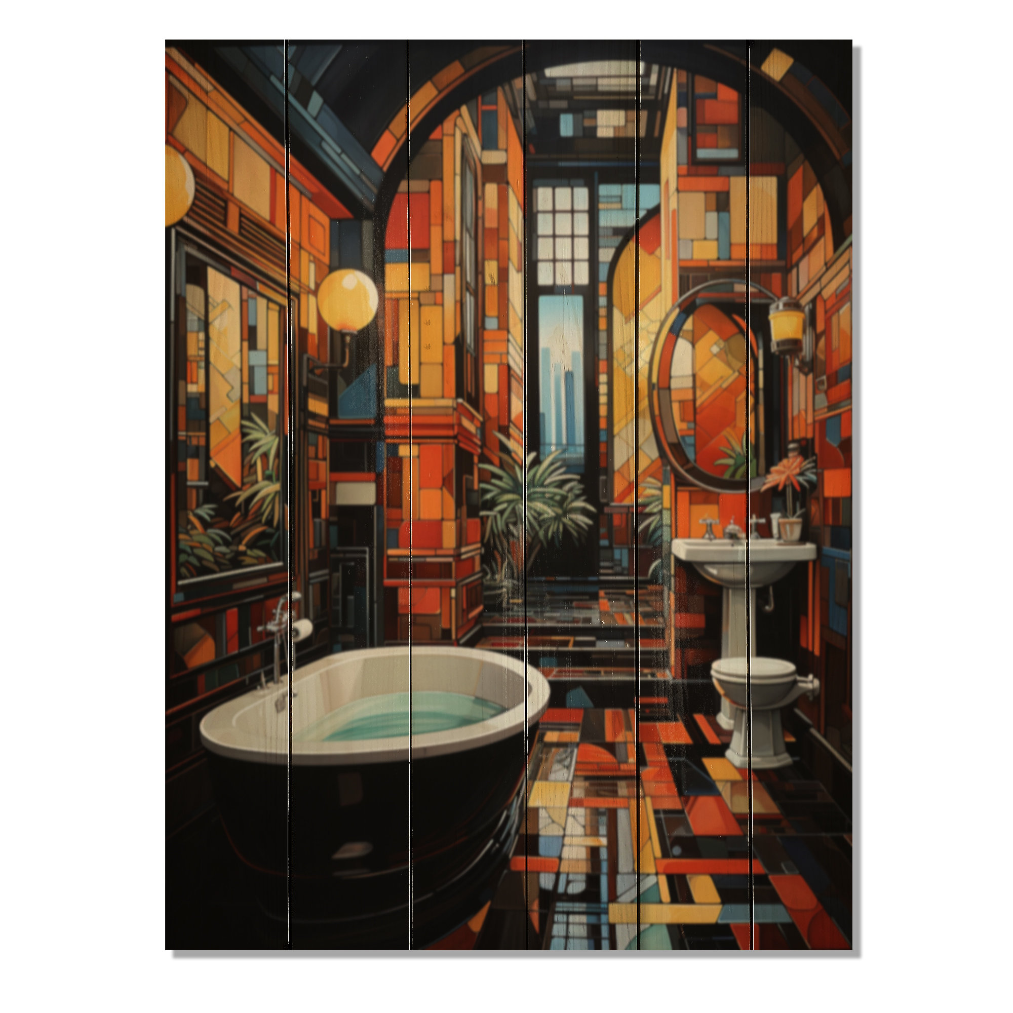 Latitude Run® Bathroom Art Deco Glam - Bathroom Print On Natural Pine ...