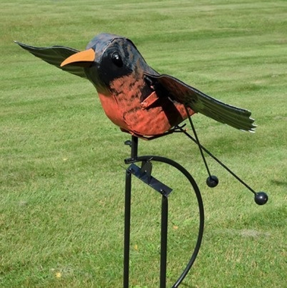 August Grove® Aaralyn Robin Swing Garden Stake | Wayfair