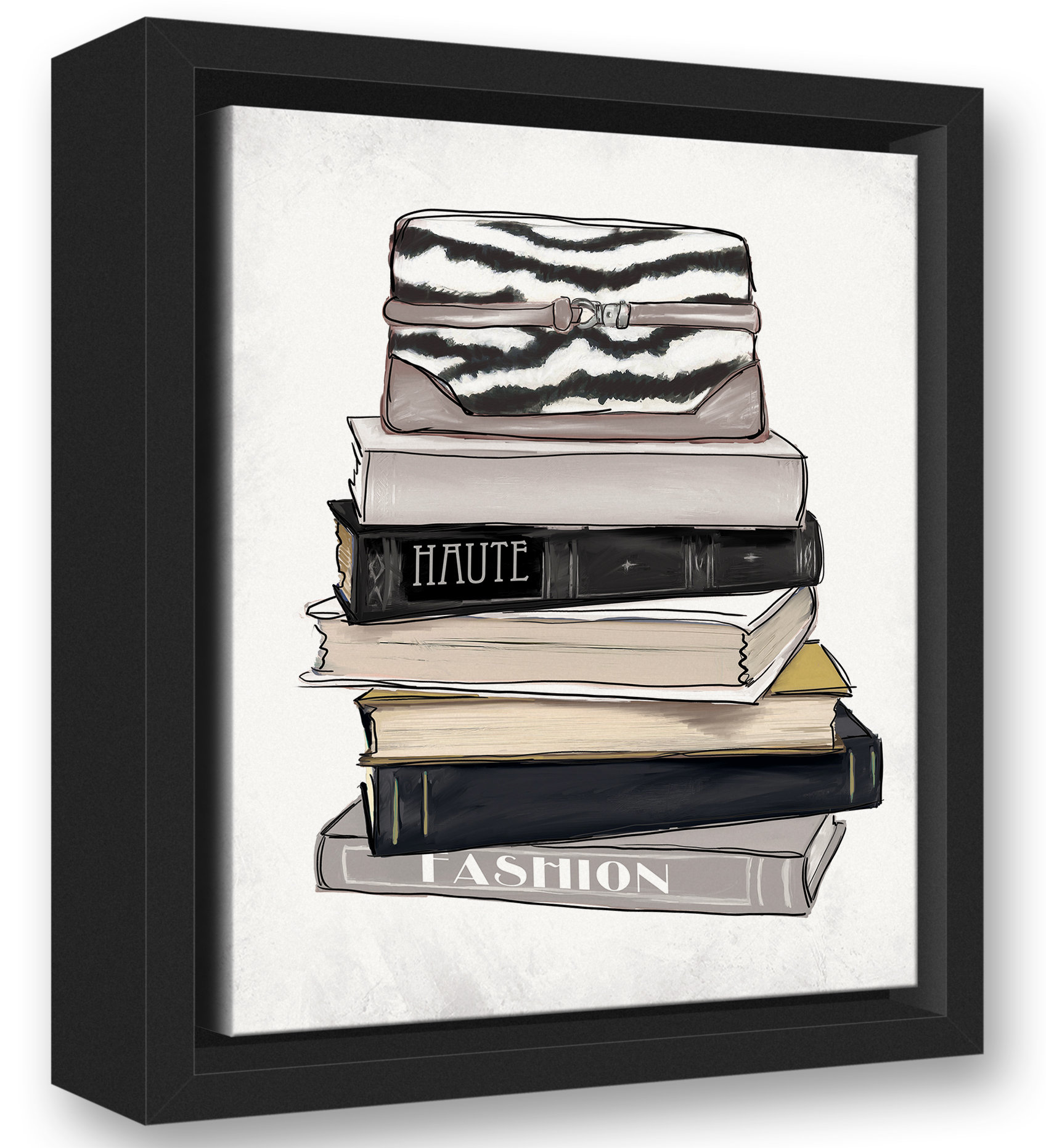 House of Hampton 'Fashion Book Stack Black' Graphic Art Print - Wayfair ...