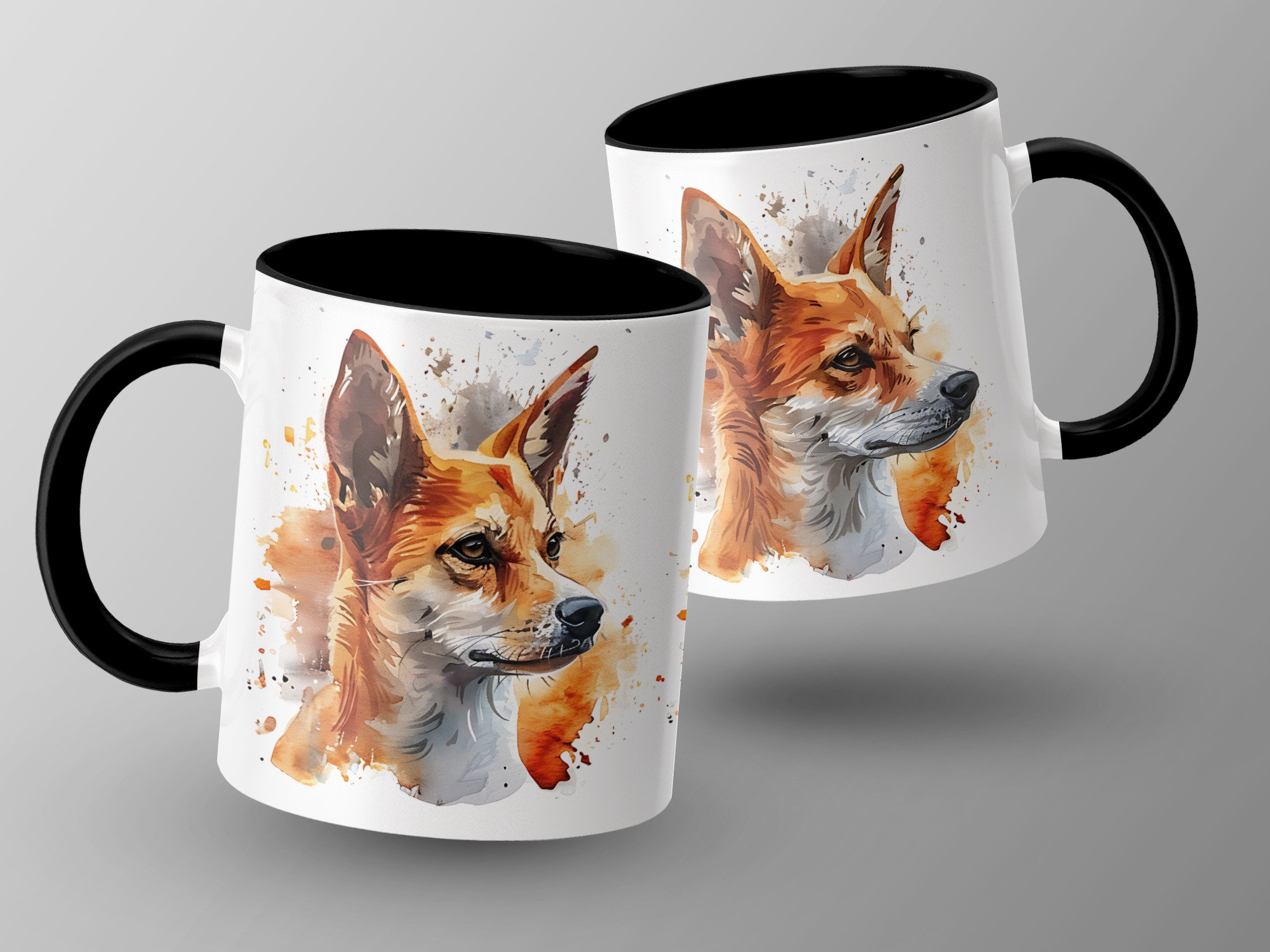 East Urban Home Set of 2 – 11oz Watercolour Basenji Dog Design Coffee ...