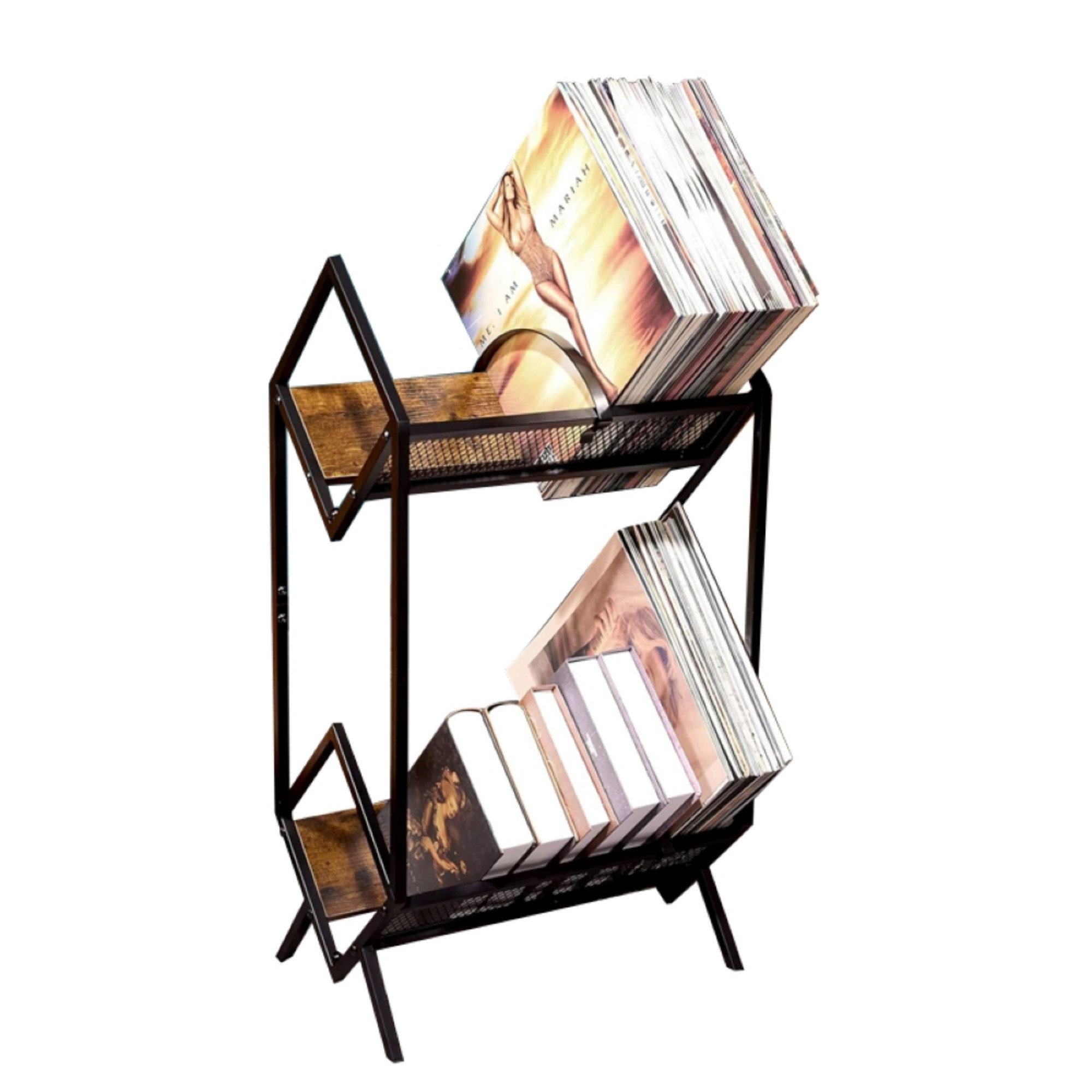 17 Stories 2-Layer Record Organizer Stand Record And Albums Metal Stand ...
