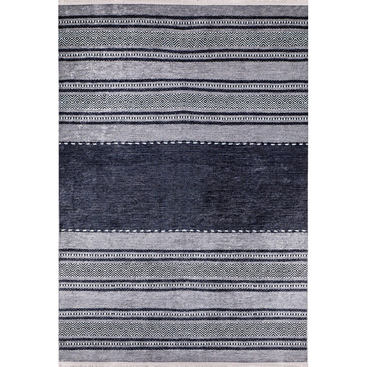 Hargun Runner Usso Striped Machine Woven Anthracite Area Rug | Wayfair ...