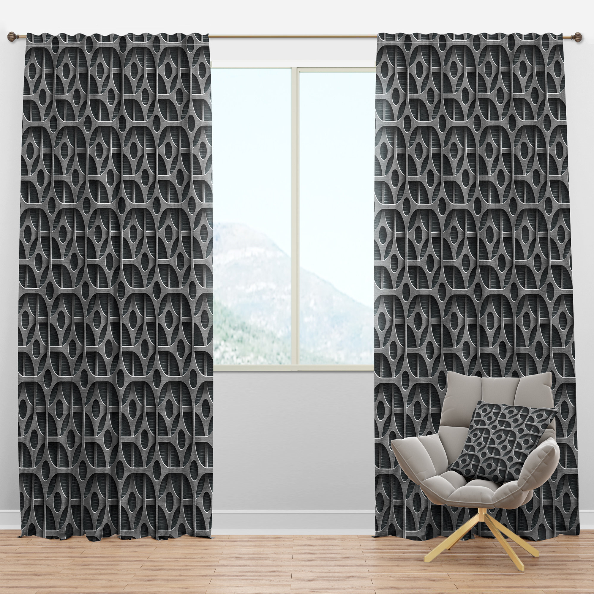 Design Art Squares Pattern - Modern Velvet Curtain - Room darkening - 1 ...