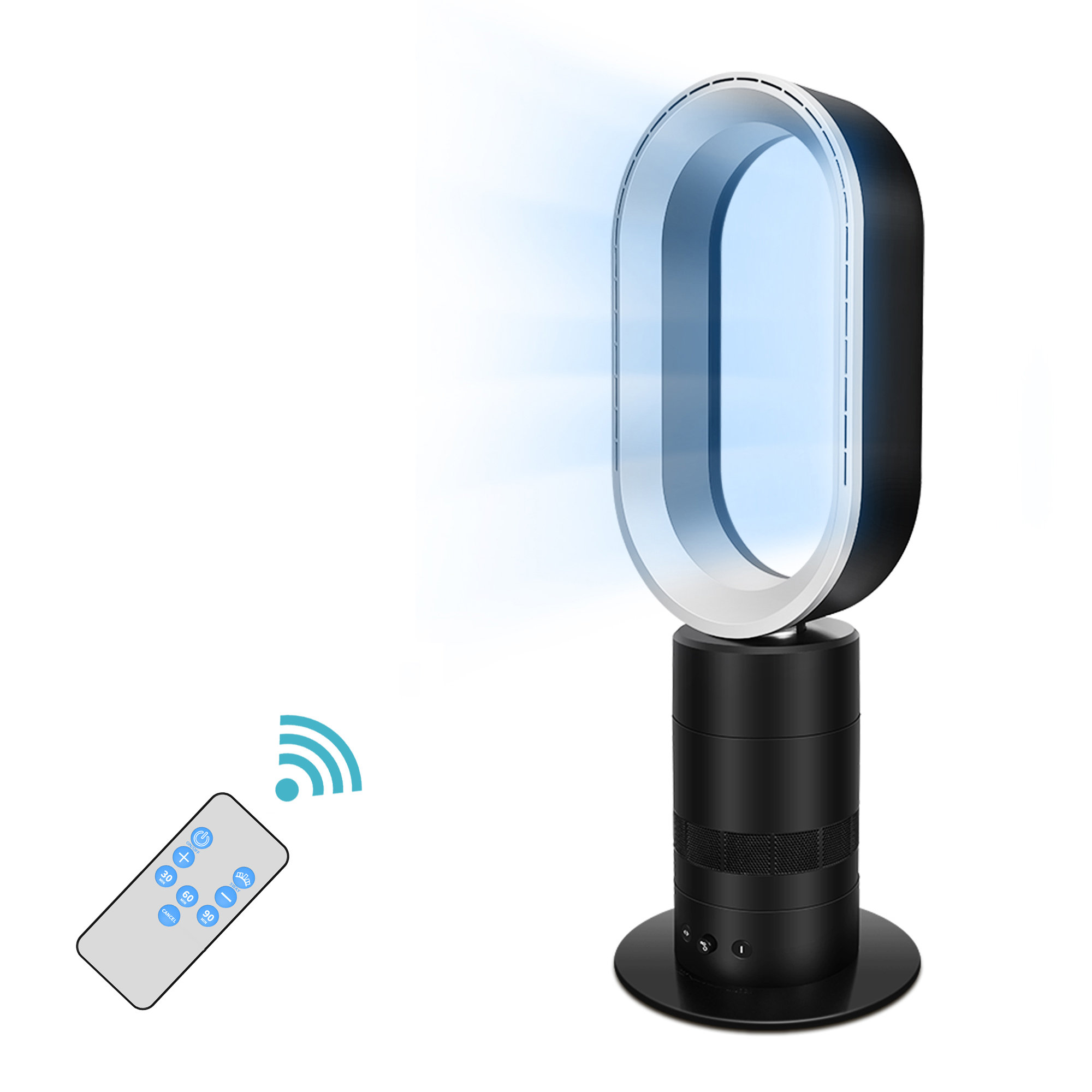 dubbin Oscillating Bladeless Tower Fan with Remote Control 3 Speeds ...