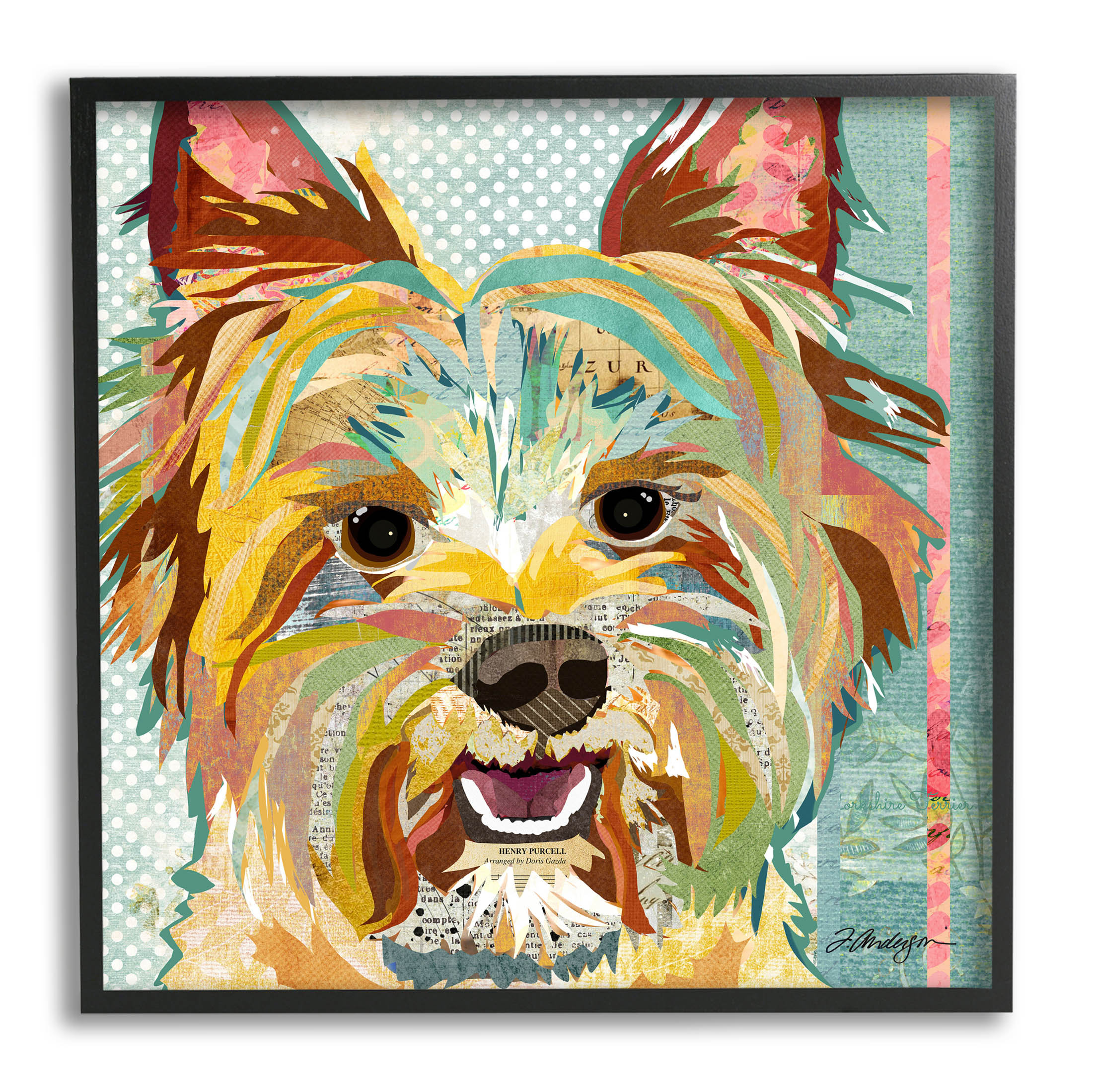 Stupell Industries Happy Terrier Pet Portrait Collage Framed Giclee ...