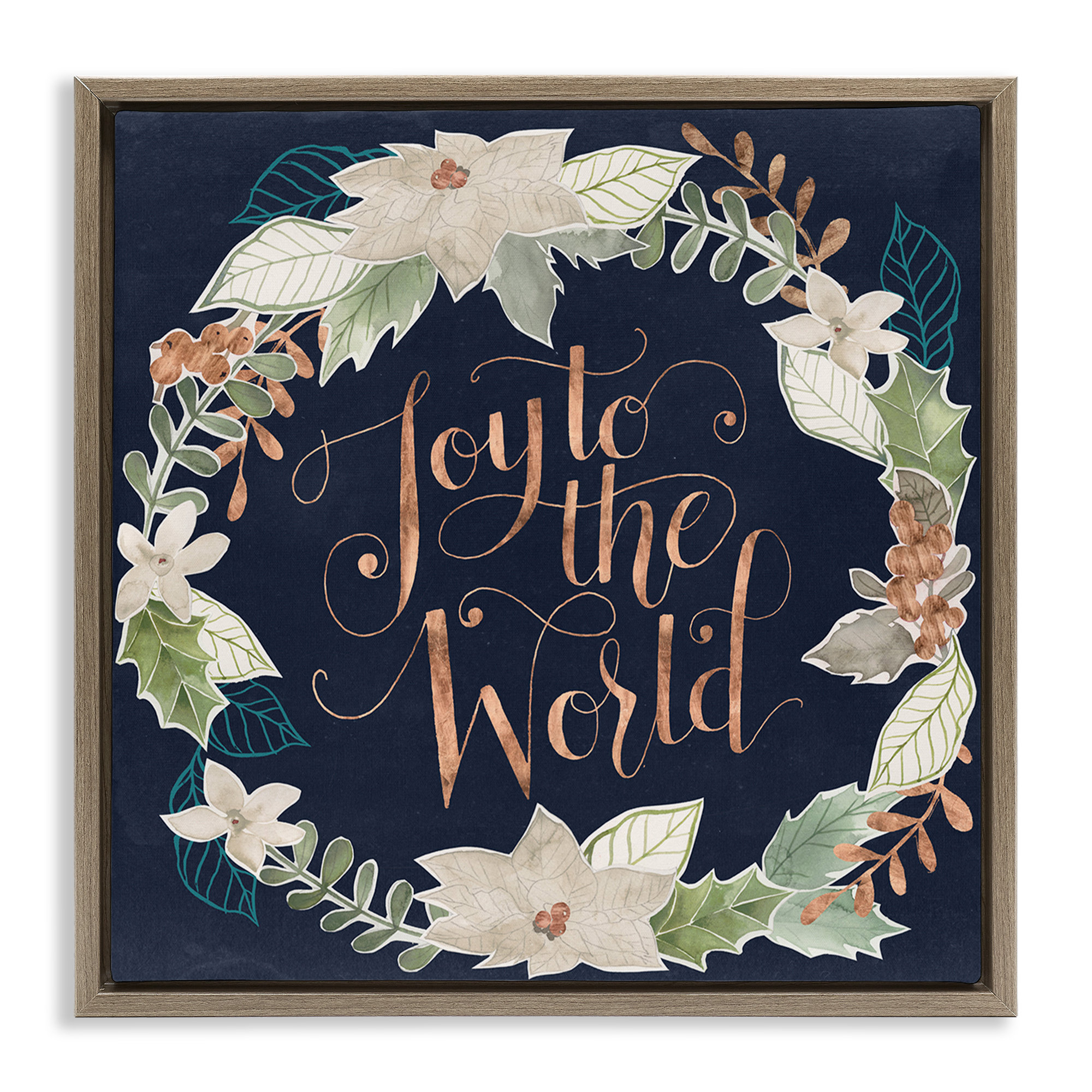 The Holiday Aisle® Joy To The World Framed Floater Canvas Wall Art by ...