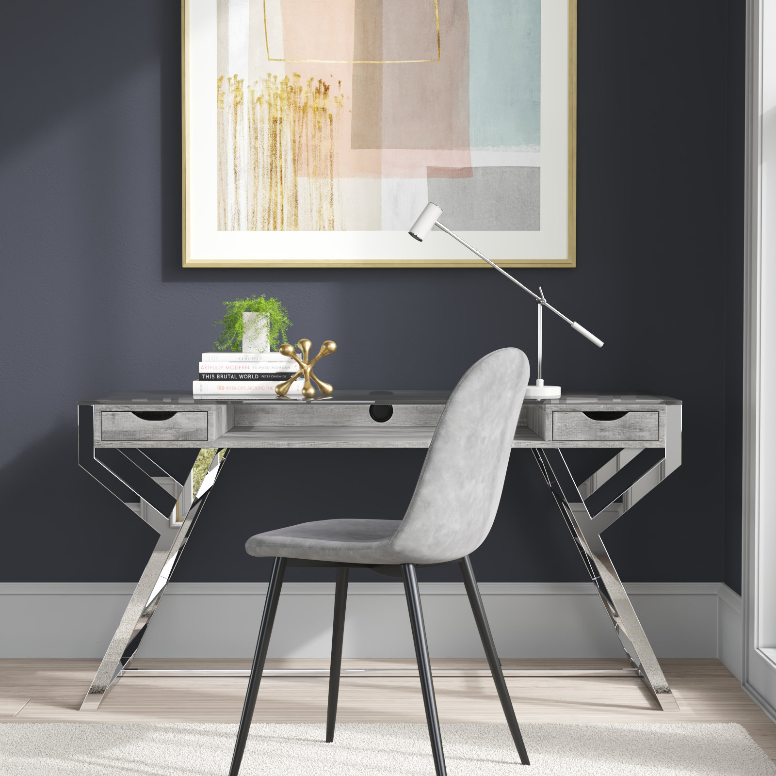 Wade Logan® Athiya Glass Top Writing Desk & Reviews | Wayfair