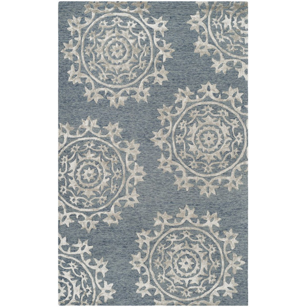 Bungalow Rose Rudra Hand Tufted Wool, Viscose Damask Rug & Reviews ...