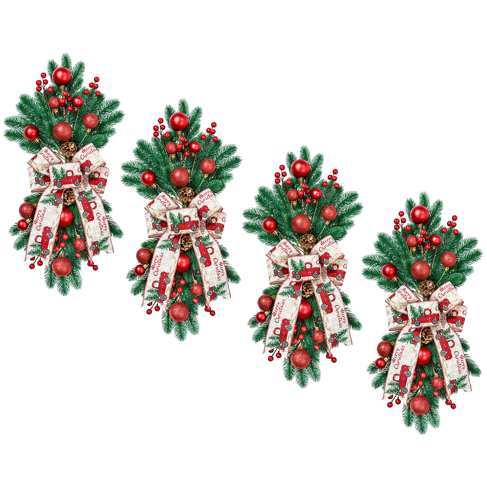 The Holiday Aisle® 24 in. Faux Pine Berry Holiday Teardrop Swag ...