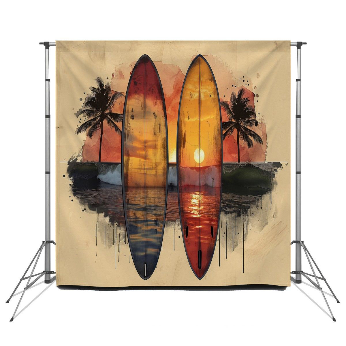 VisionDecor Surfboards Beach Backdrop Leisure Large Sunset Ocean Photo ...