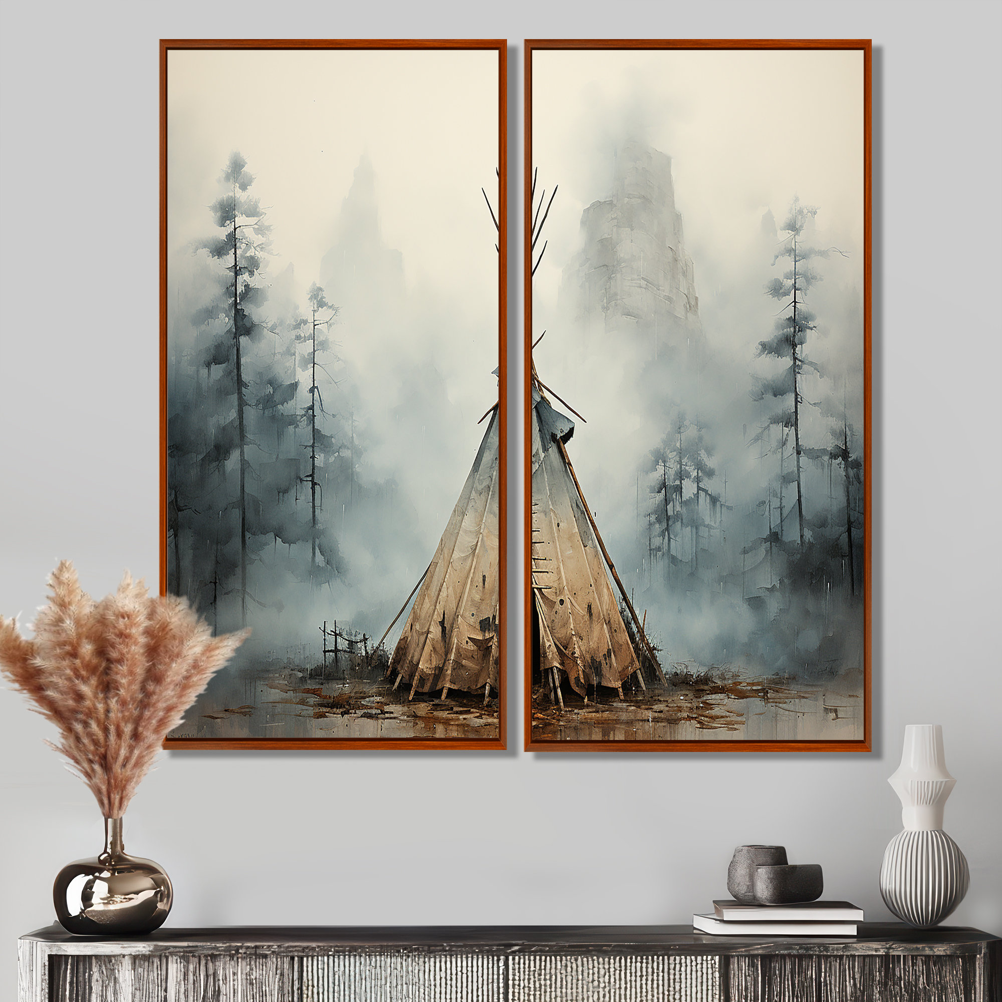 Millwood Pines Grey Native Tipi Whispers Of Spirit - Gray Global Art ...