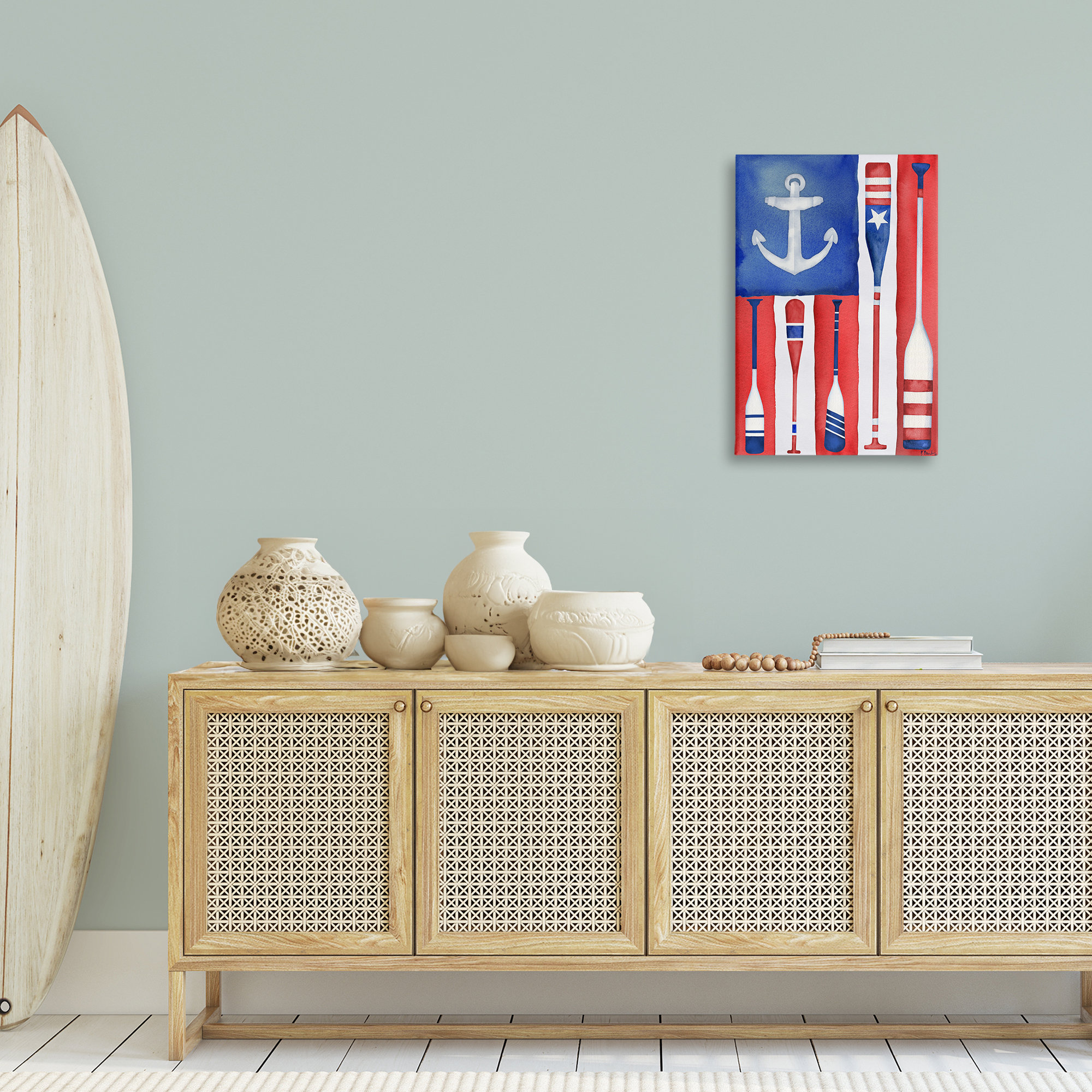 Breakwater Bay Americana Oar Flag Canvas Wall Art by Paul Brent | Wayfair