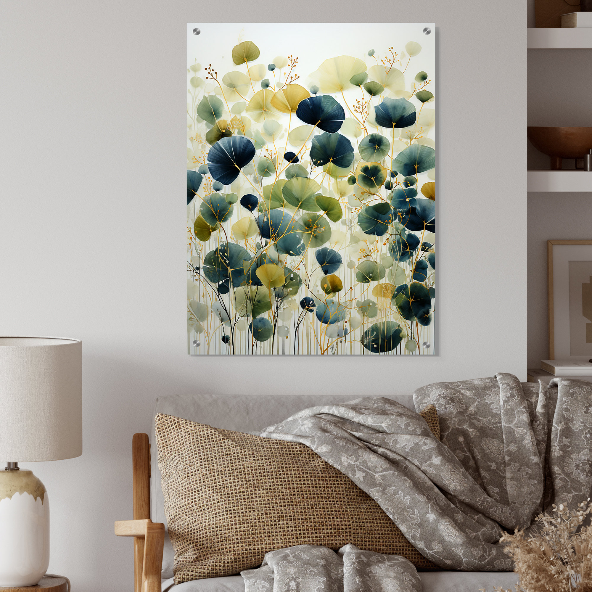 Ivy Bronx Blue Green Botanical Elegance - Abstract Botanicals Acrylic ...