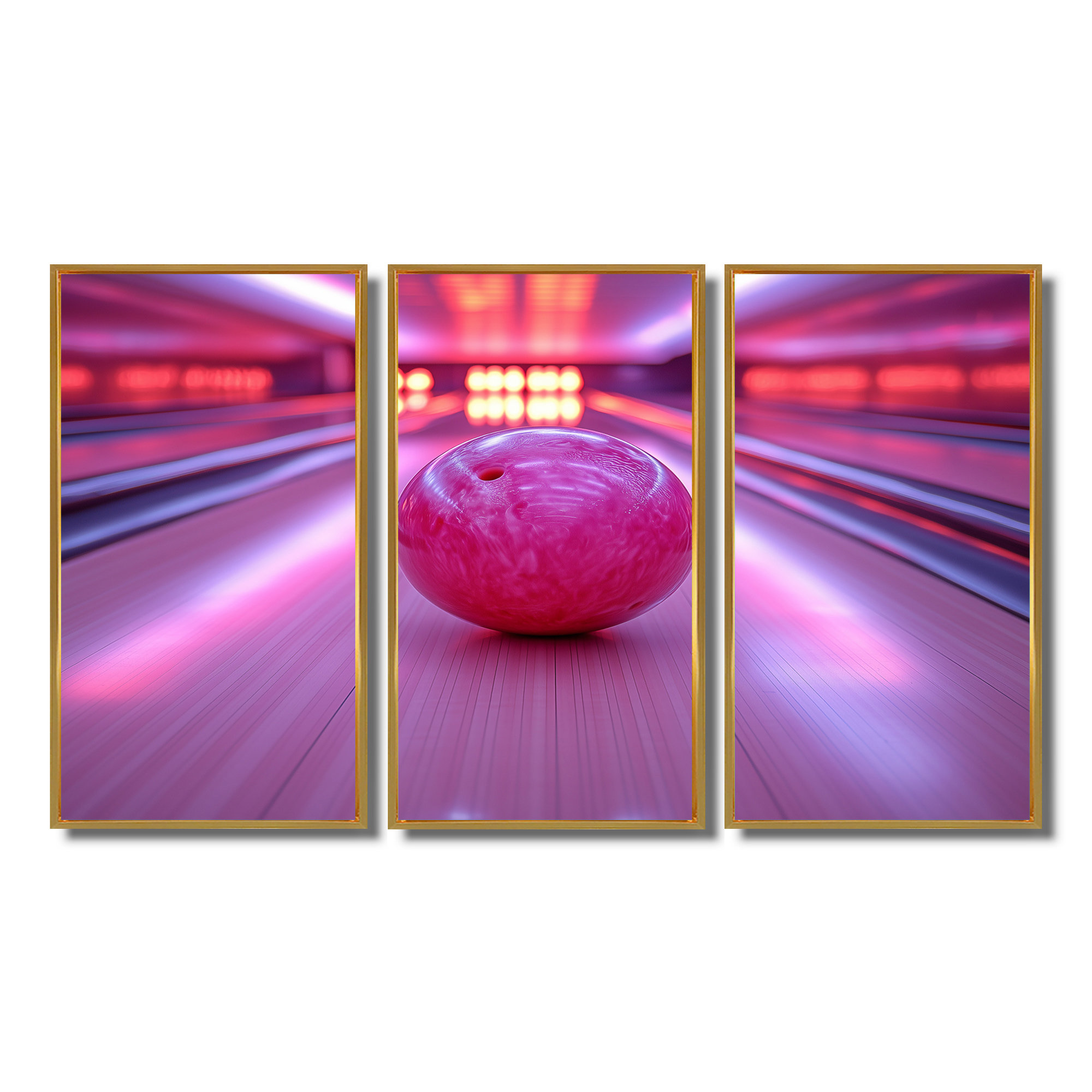 Latitude Run® Pink And Purple Bowling Strike Celebration - Bowling Wall ...