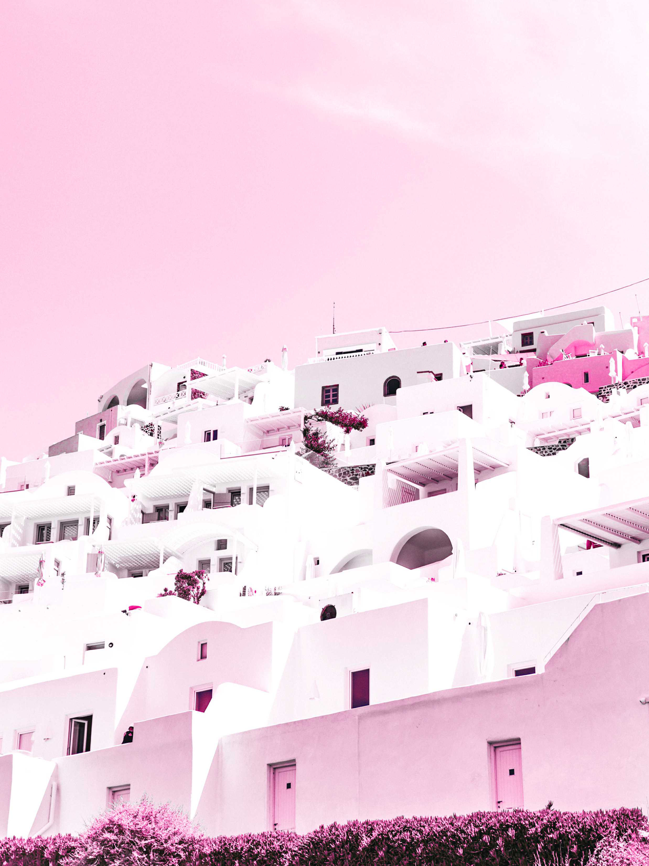 Ebern Designs Pink City - Wrapped Canvas Print | Wayfair