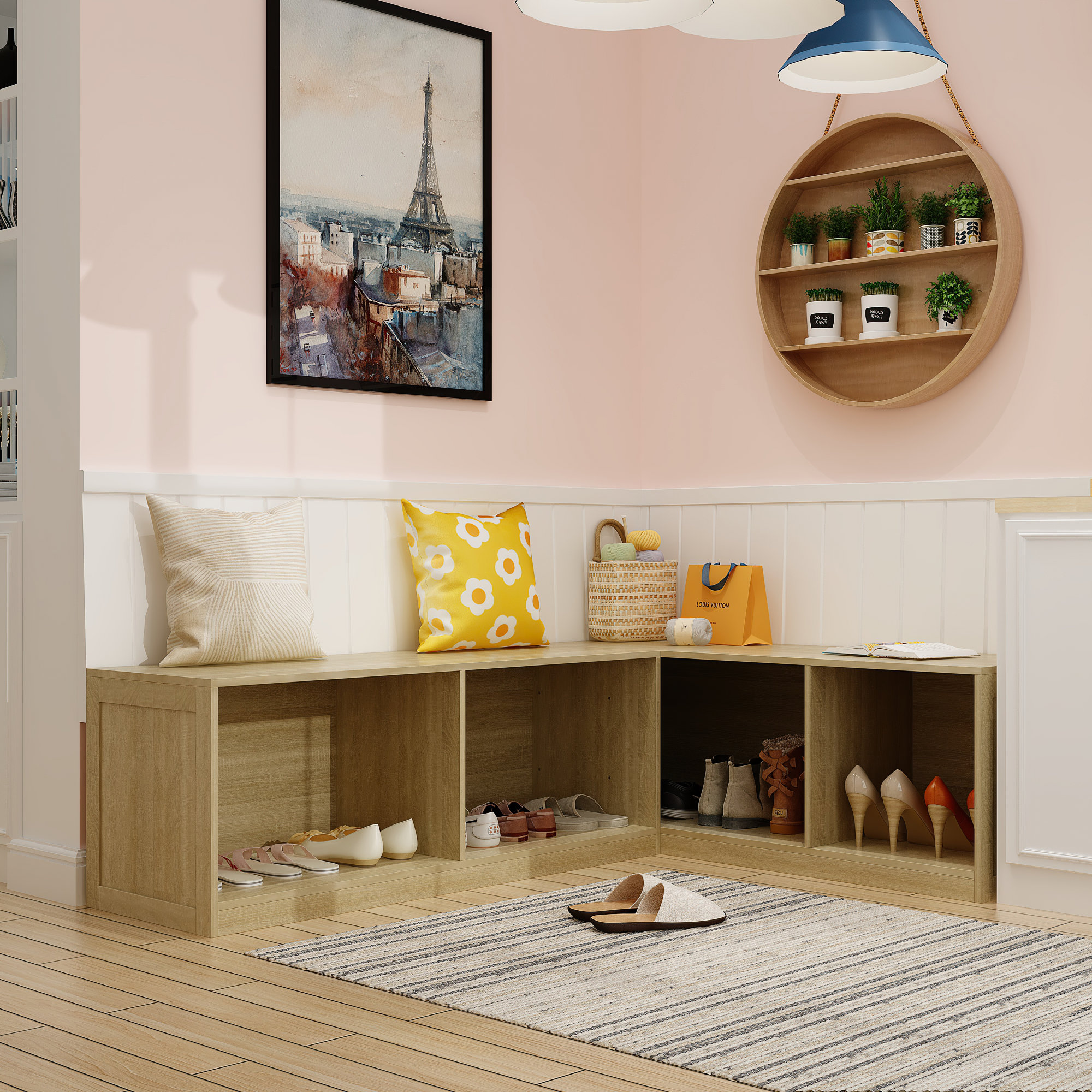 Rosalind Wheeler Corner Storage Bench With Shoe Rack - Wayfair Canada