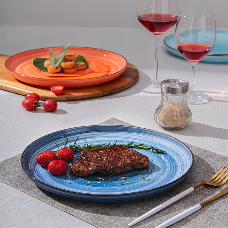 Orren Ellis Porcelain Round Dinner Plates Set Of 6, 10 Inch Ceramic ...