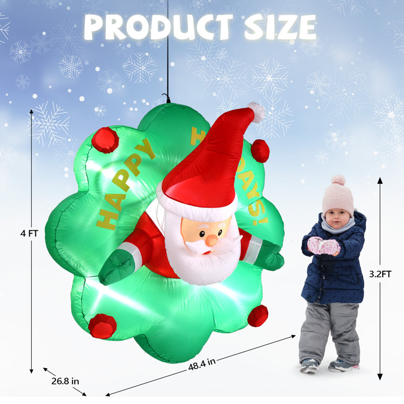 The Holiday Aisle® 4 Ft. Inflatable Santa Claus Christmas Window ...