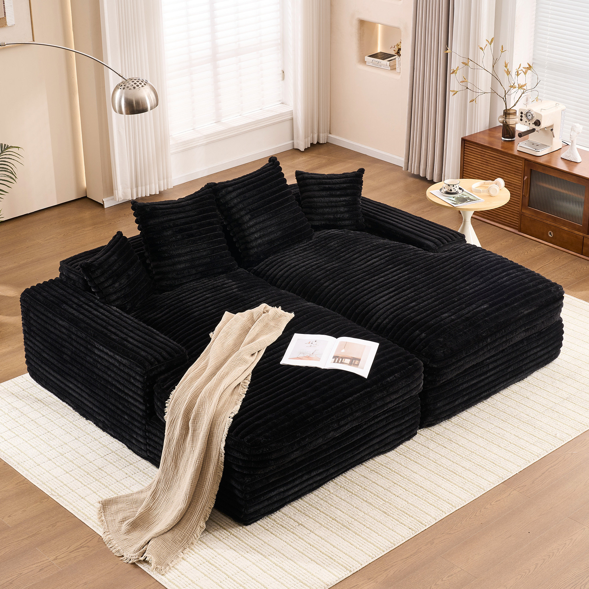 NFusion Sovra Oversized Chaise Lounge Chair With 4 Pillows, Soft ...