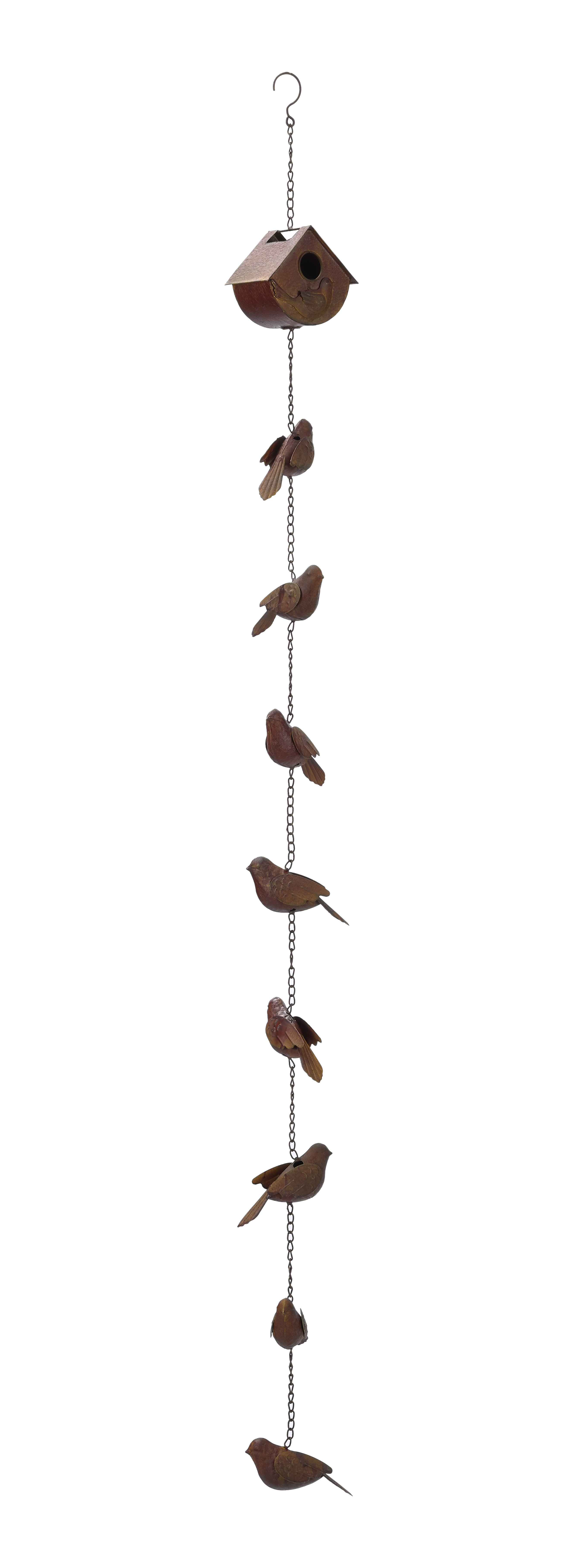 Ophelia & Co. Hanging Rustic Metal Birds Rain Chain with Small Bird ...
