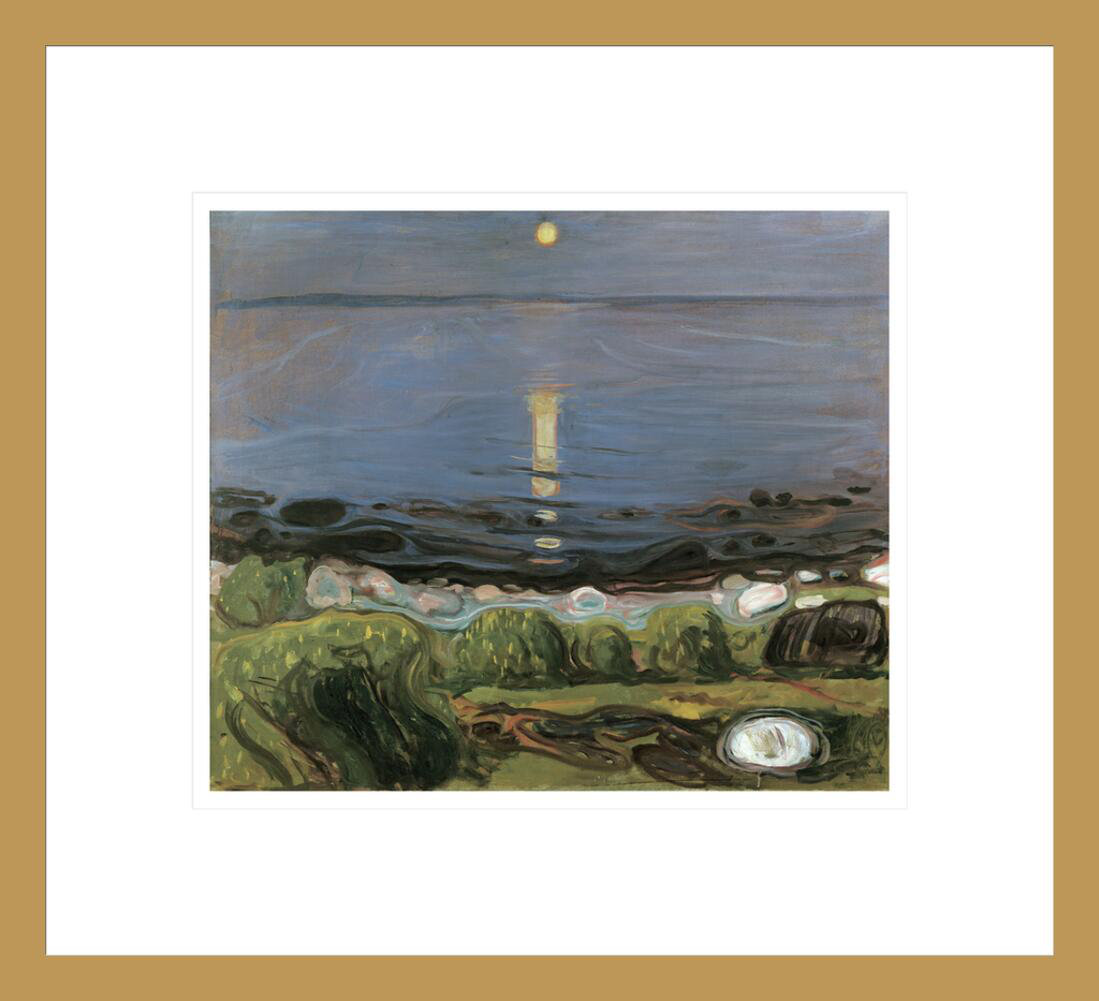 1000Museums Summer Night by the Beach by Edvard Munch -Framed Giclee ...