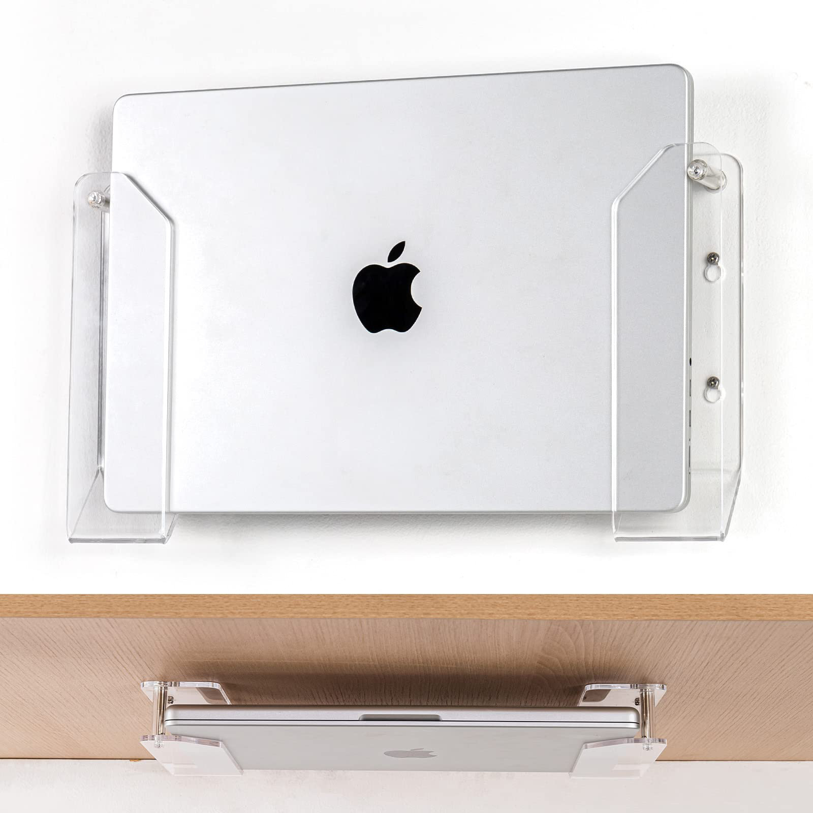 Latitude Run® Wall Mount Laptop Stand, Clear Acrylic With Adhesive And ...