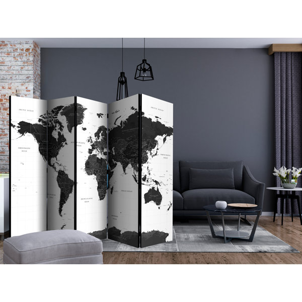 East Urban Home 225cm W x 172cm H 5 - PanelOne Sided Room Divider ...