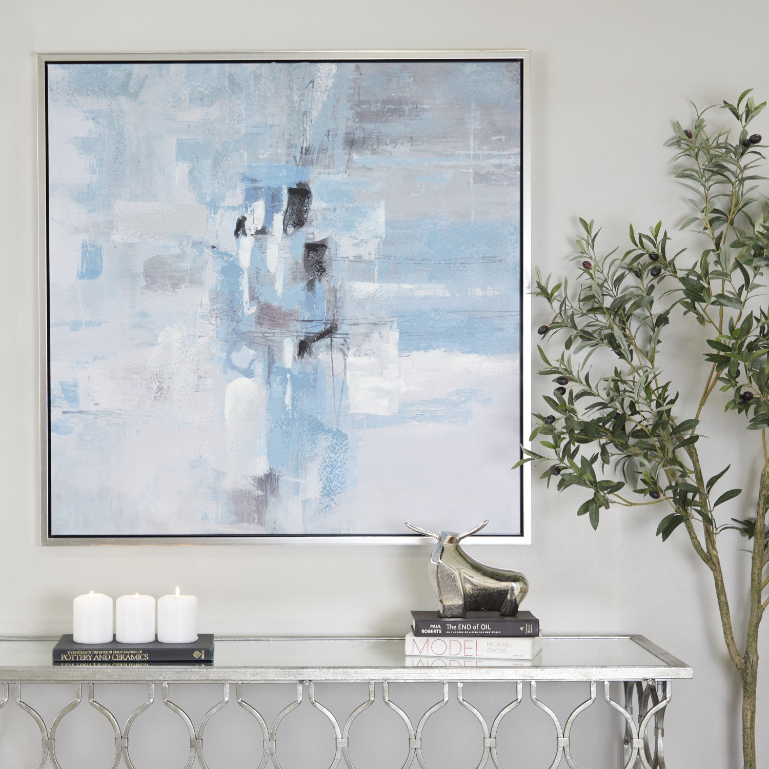 Everly Quinn Canvas People Blue Framed Wall Art with Silver Frame | Wayfair