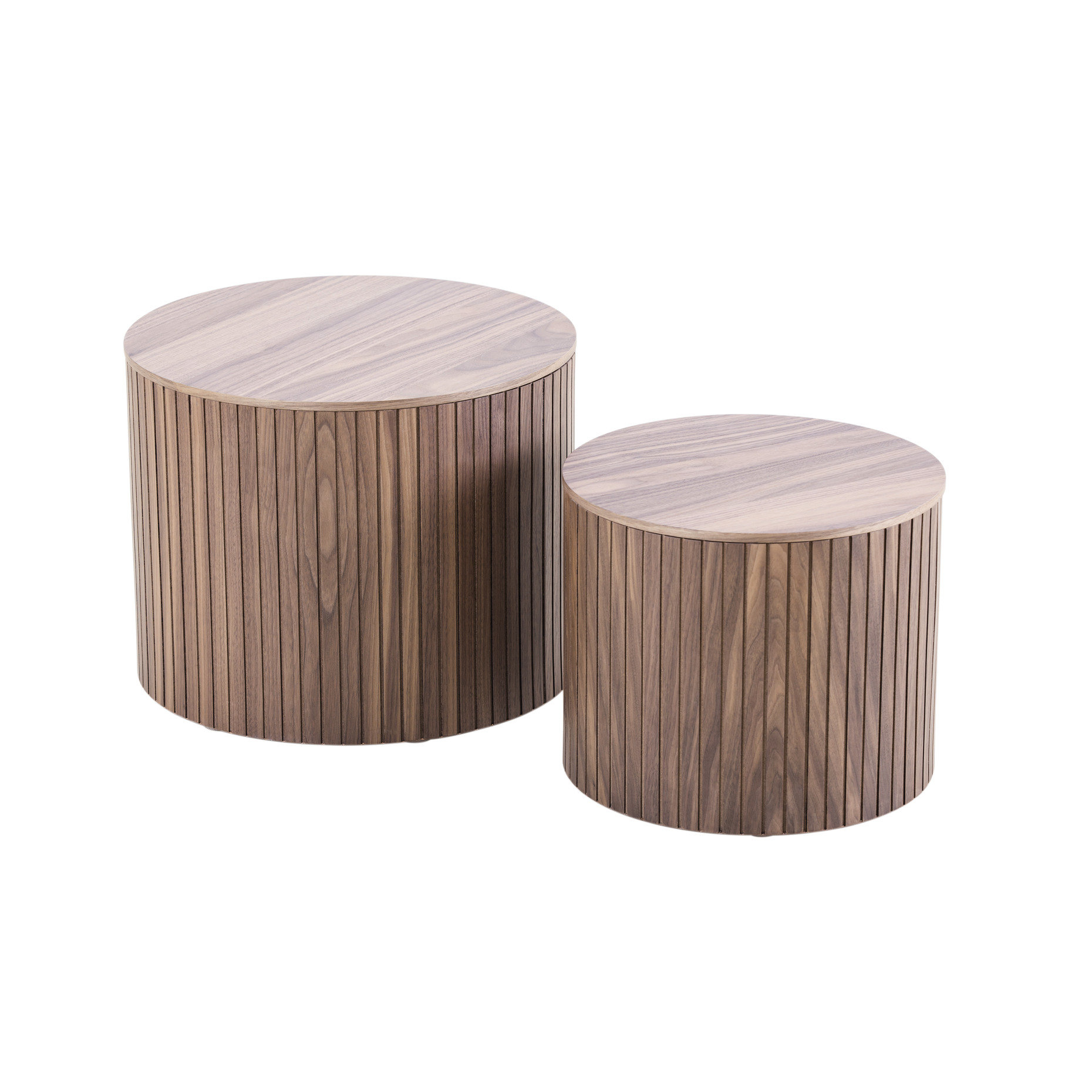 George Oliver 2 Nested Coffee Tables, Walnut Color Round Table, Stylish ...