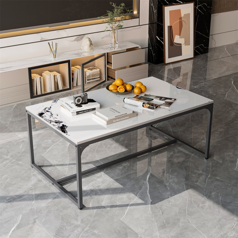 Wrought Studio™ Modern Chic Coffee Table Marble Rectangular Center ...